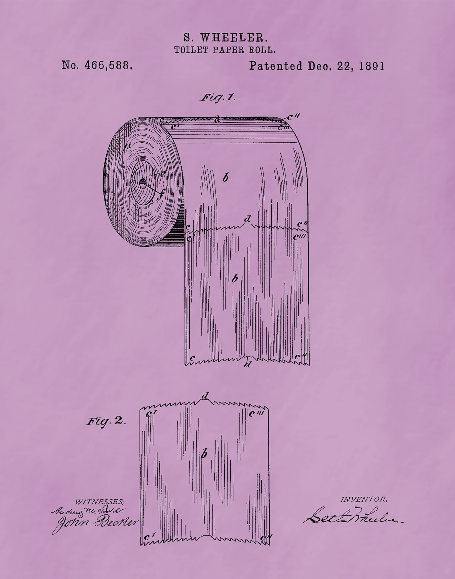 1891 Toilet Paper Roll Patent Print Bathroom Art Bathroom | Etsy