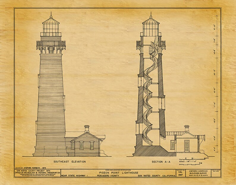 Pigeon Point Lighthouse Drawing Pigeon Point Lighthouse - Etsy