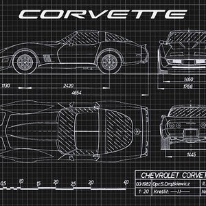 Corvette C3 Drawing, Chevy Corvette C3 Poster, Chevrolet Corvette C3 ...