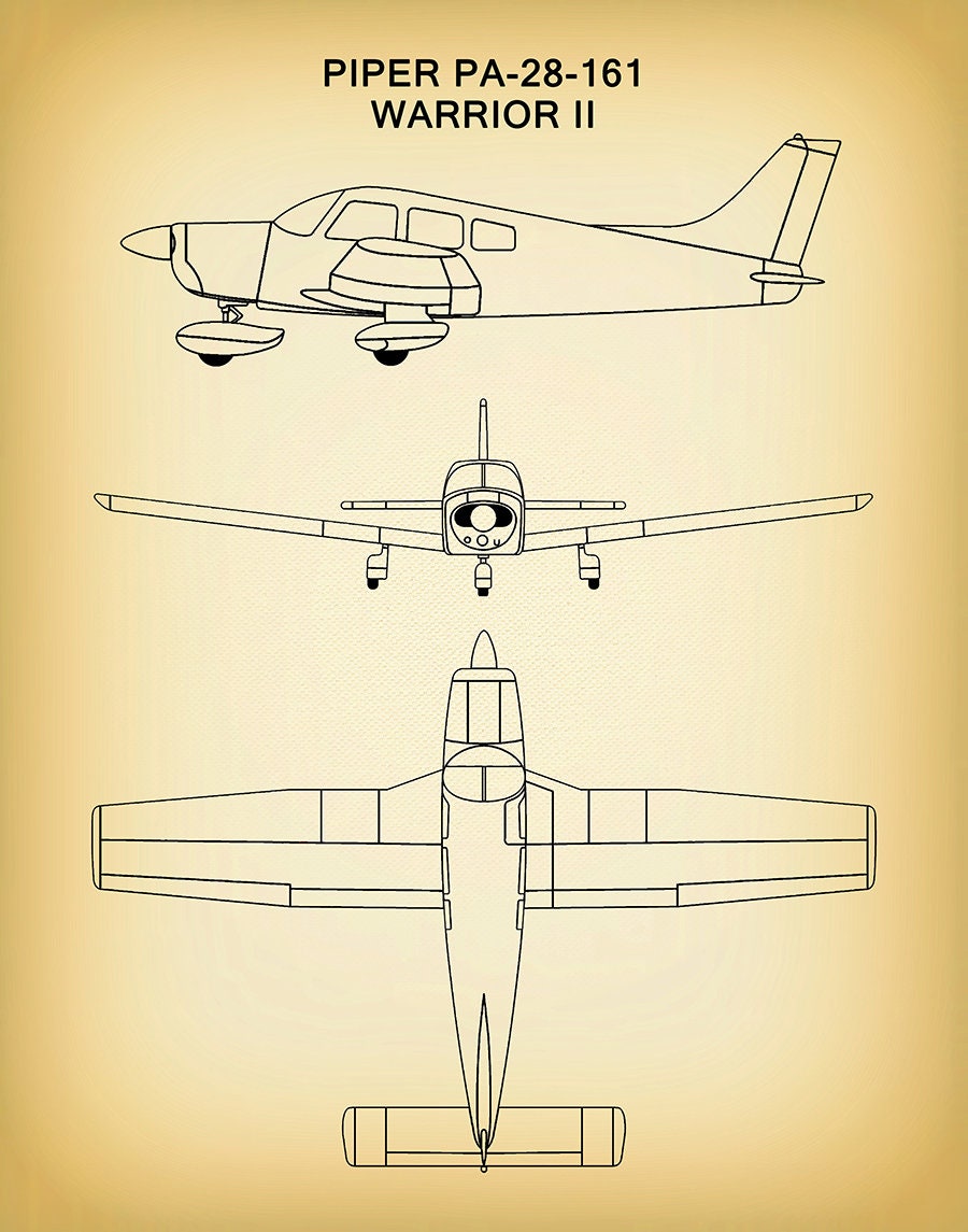 Piper PA-28-161 Drawing - Piper Warrior II Poster, Piper Cub Airplane ...