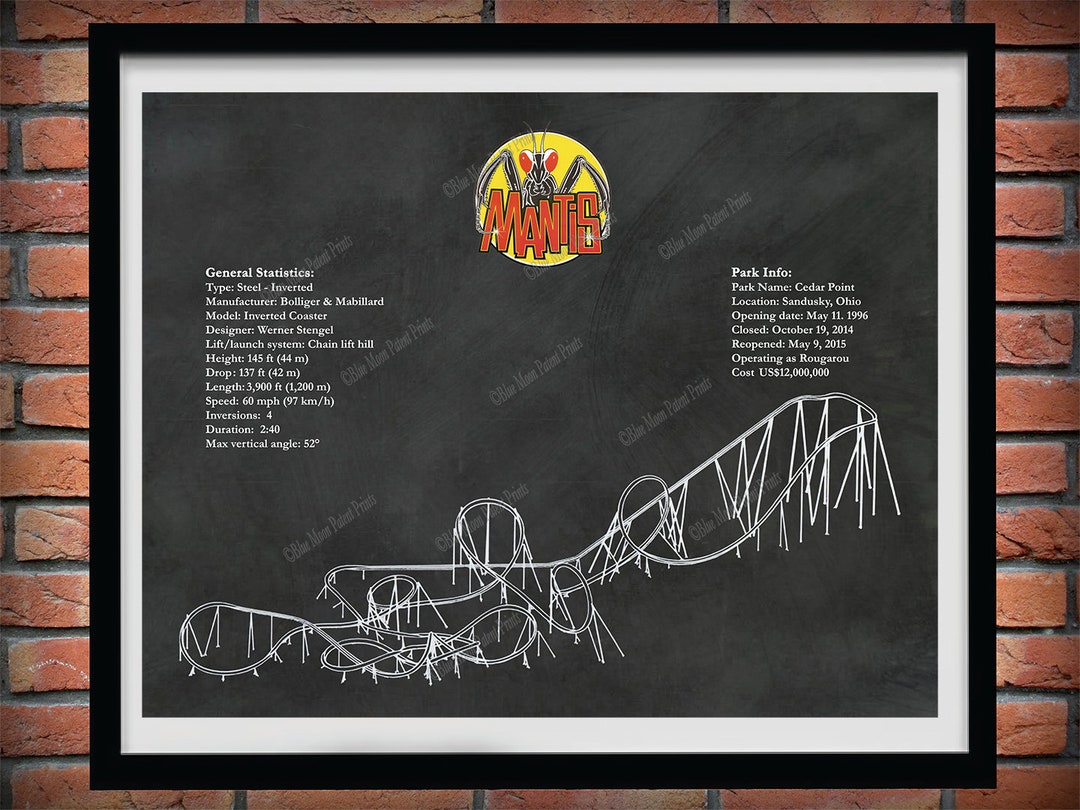 Mantis Roller Coaster Poster, Mantis Roller Coaster Blueprint, Mantis ...
