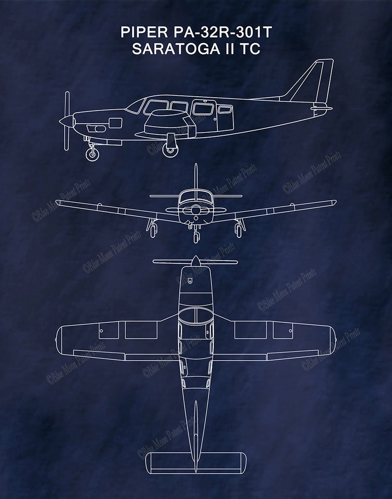 Piper PA-32R-301T Drawing Piper Saratoga Ii TC Poster Piper - Etsy