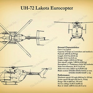 UH-72 Lakota Eurocopter Print, Uh-72a Lakota Helicopter Blueprint ...