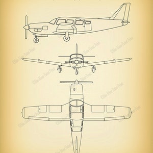 Piper PA-32R-301T Drawing Piper Saratoga Ii TC Poster - Piper Saratoga ...