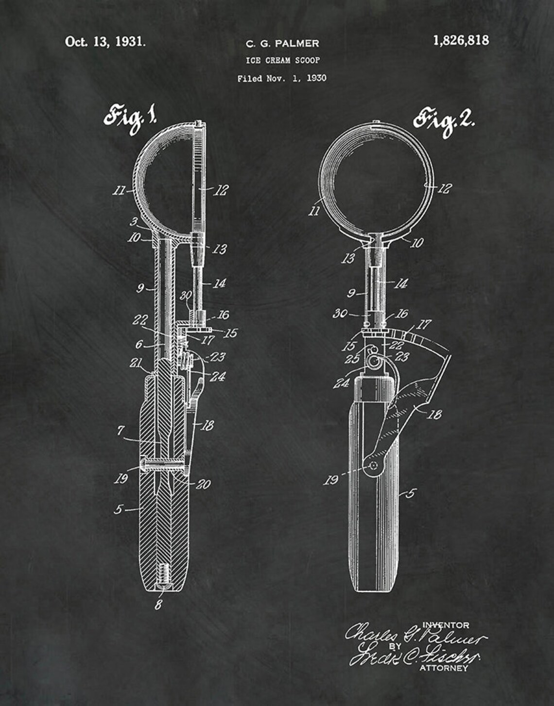 1931 Ice Cream Scoop Patent Print Ice Cream Shop Decor Ice - Etsy