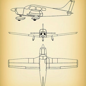 Piper PA-28-161 Drawing, Piper Warrior II Poster, Piper Cub Airplane ...
