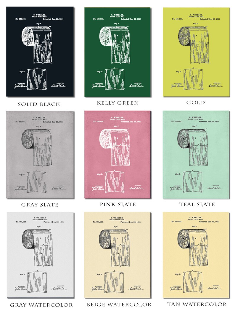 1891 Toilet Paper Roll Patent Print Bathroom Art Bathroom - Etsy