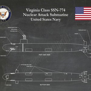 Virginia Class SSN-774 Submarine Blueprint, USS Virginia Class ...