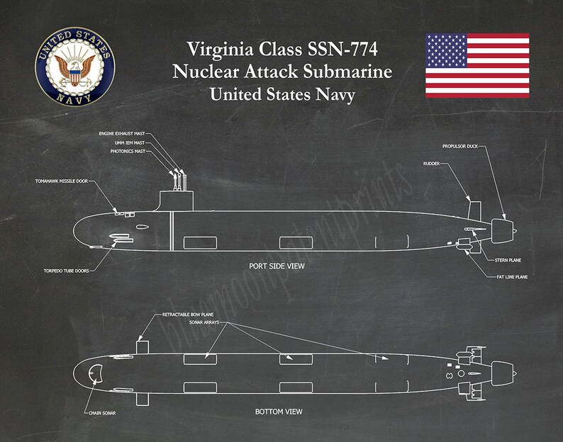 Virginia Class SSN-774 Submarine Blueprint USS Virginia Class - Etsy