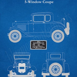 Model A Ford Coupe Poster, 1930 Model A Blueprint, 1930 Ford Model A 5 ...