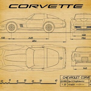 Corvette C3 Drawing, Chevy Corvette C3 Poster, Chevrolet Corvette C3 ...