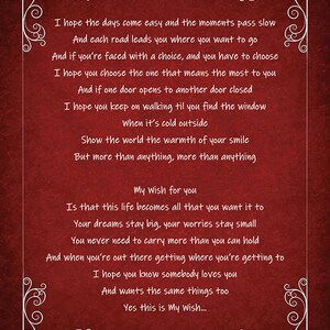 My Wish for You Lyrics Art Print, Rascal Flatts Song Lyrics Poster ...
