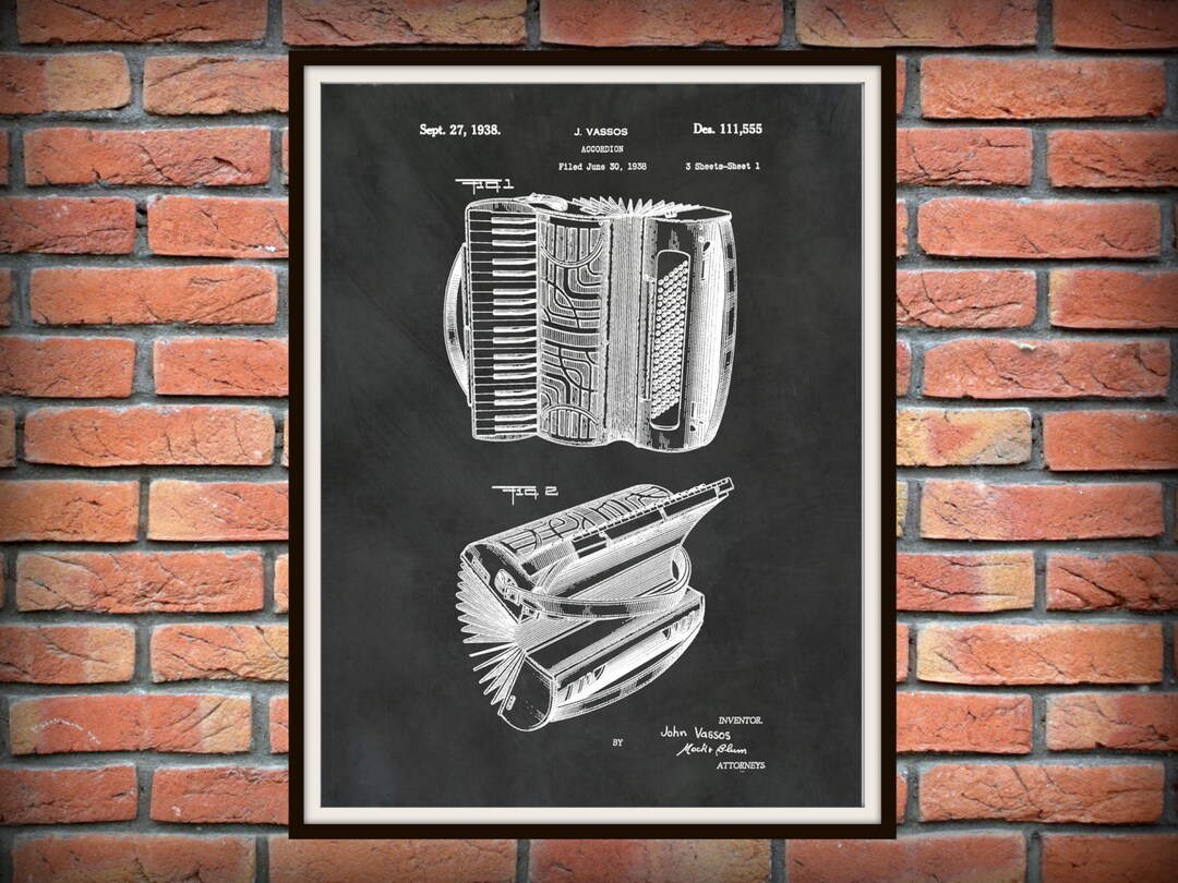Patent 1938 Accordion Designed for Hohner Art Print Poster Musical ...