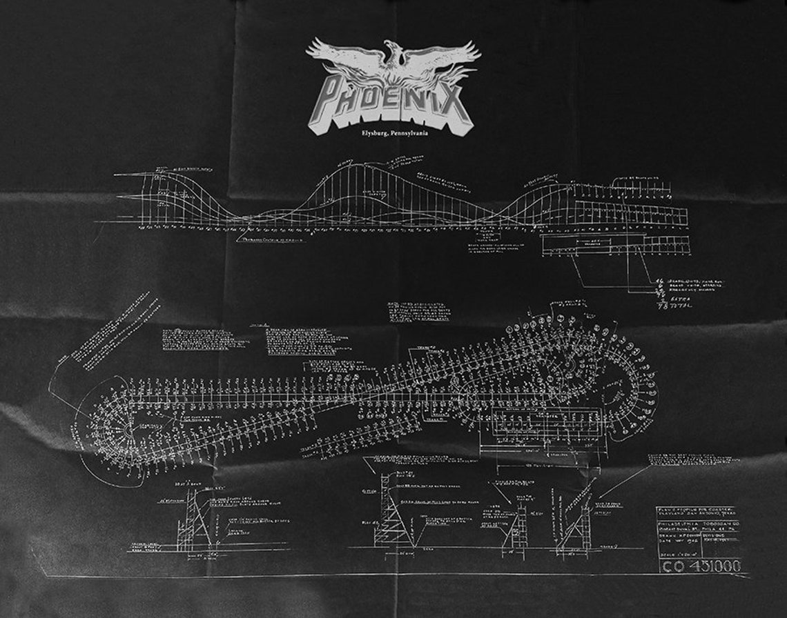 Phoenix Roller Coaster Blueprint Knoebels Park Elysburg PA - Etsy