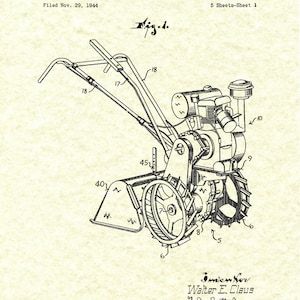 Patent 1949 Rototiller Invented by Walter Claus - Rotary Soil Tiller ...