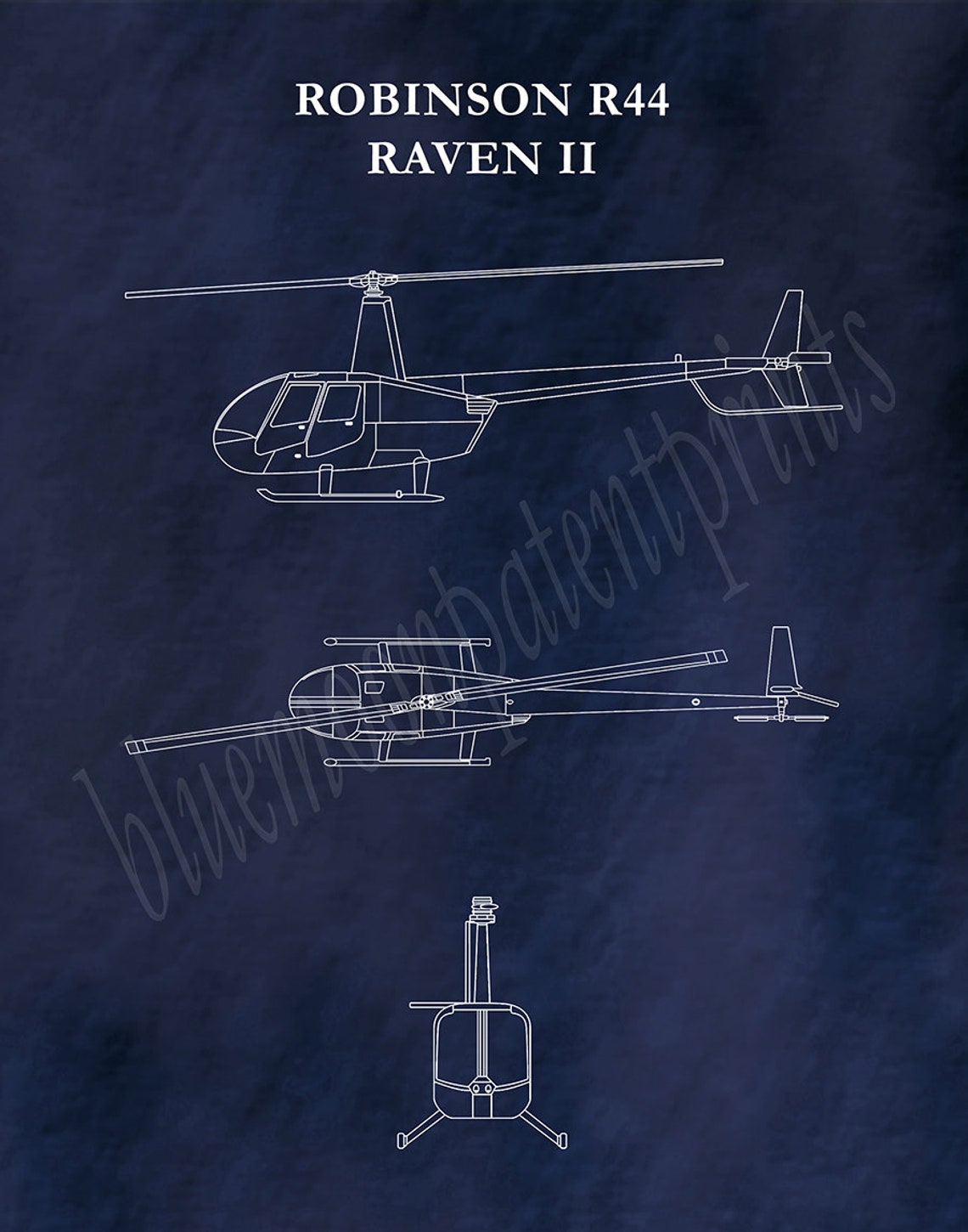 Robinson R44 Helicopter Drawing R44 Raven II Poster | Etsy