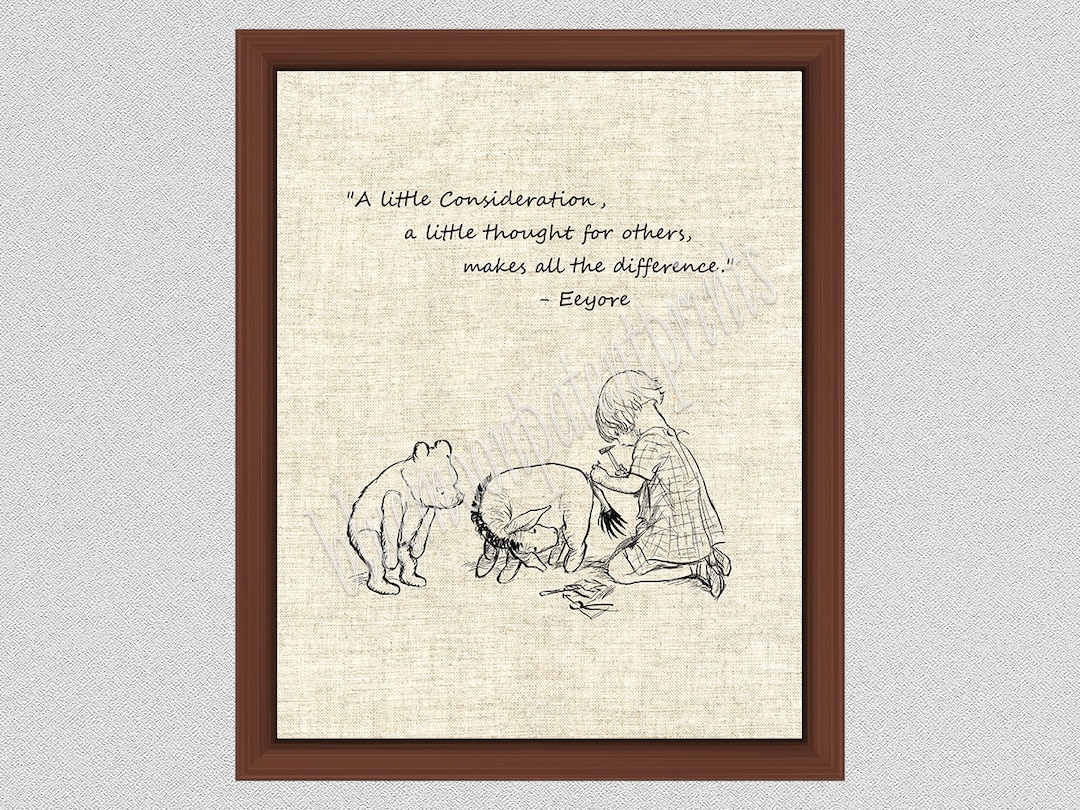 A Little Consideration Spoke Eeyore Poster, Winnie the Pooh Art Print ...