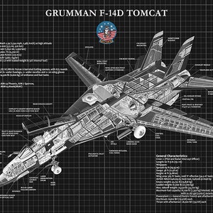 F-14D Tomcat Bomber Plane Print, F-14D Super Tomcat Poster, Northrop ...