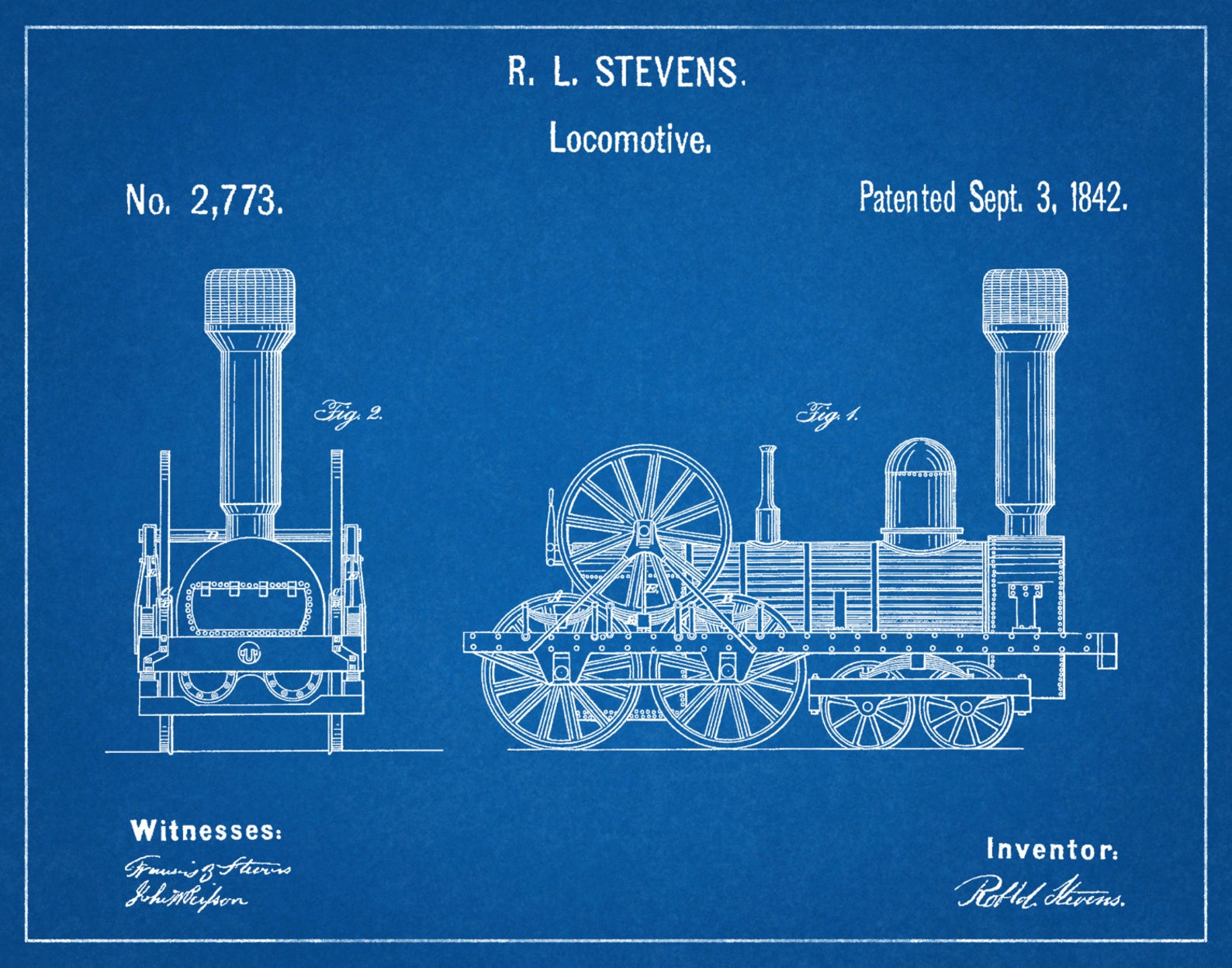 1842 Locomotive Steam Engine Patent Print Railroad Patent - Etsy