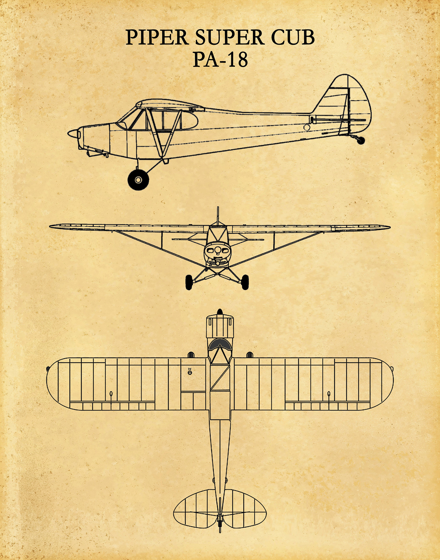 Piper Super Cub PA-18 Drawing Piper Cub Poster Piper Cub | Etsy UK
