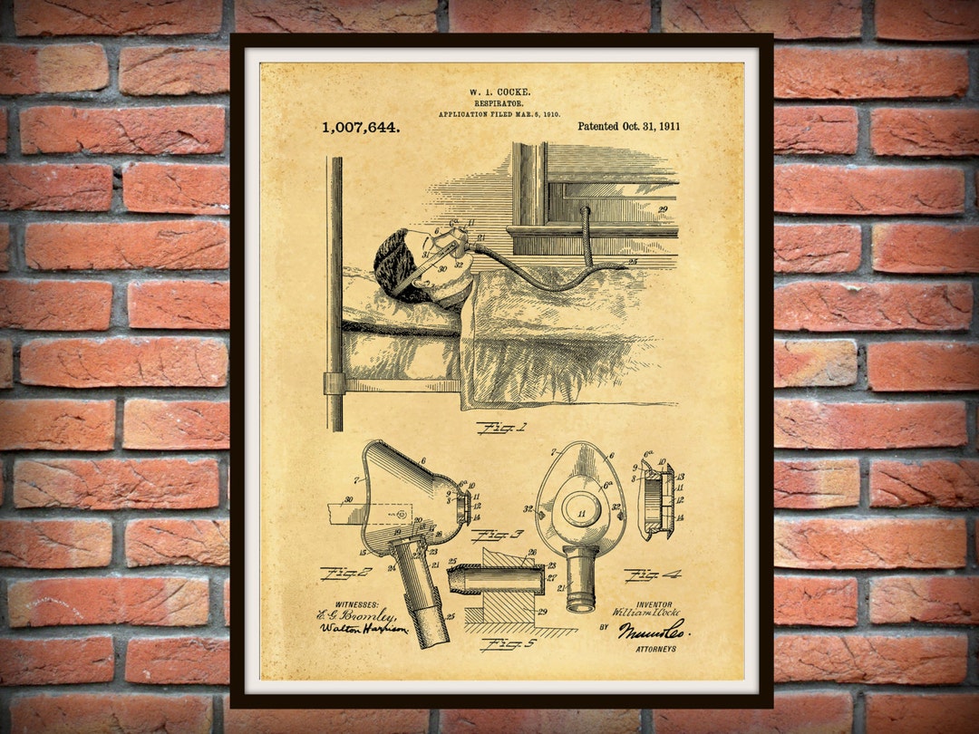 1911 Respirator Patent Art Print - Medical Ventilator Poster - Doctor ...