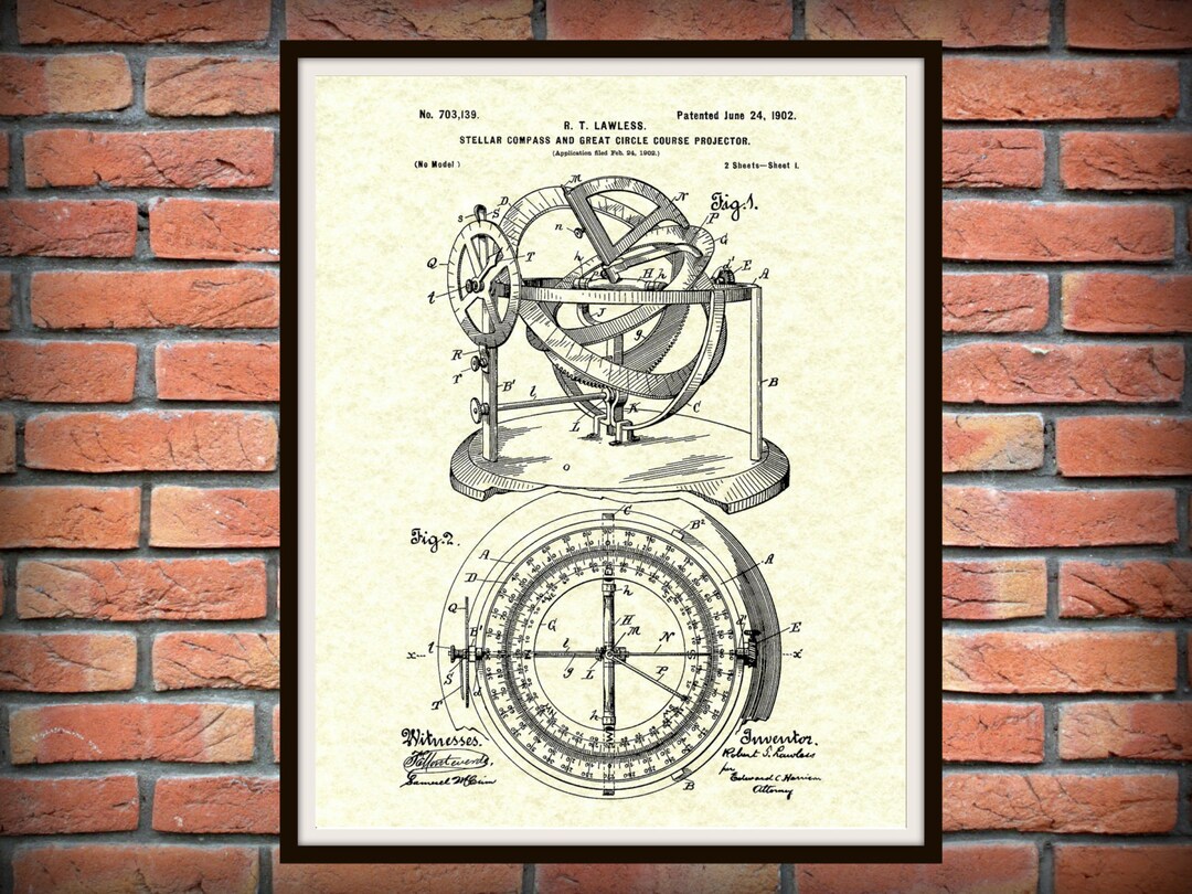 1902 Stellar Compass Patent Print - Stellar Compass Poster - Stellar ...