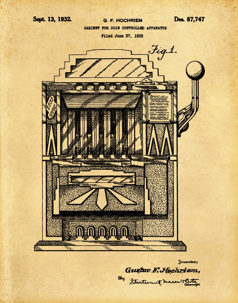 1932 Slot Machine Patent Print Gambling Machine Blueprint | Etsy