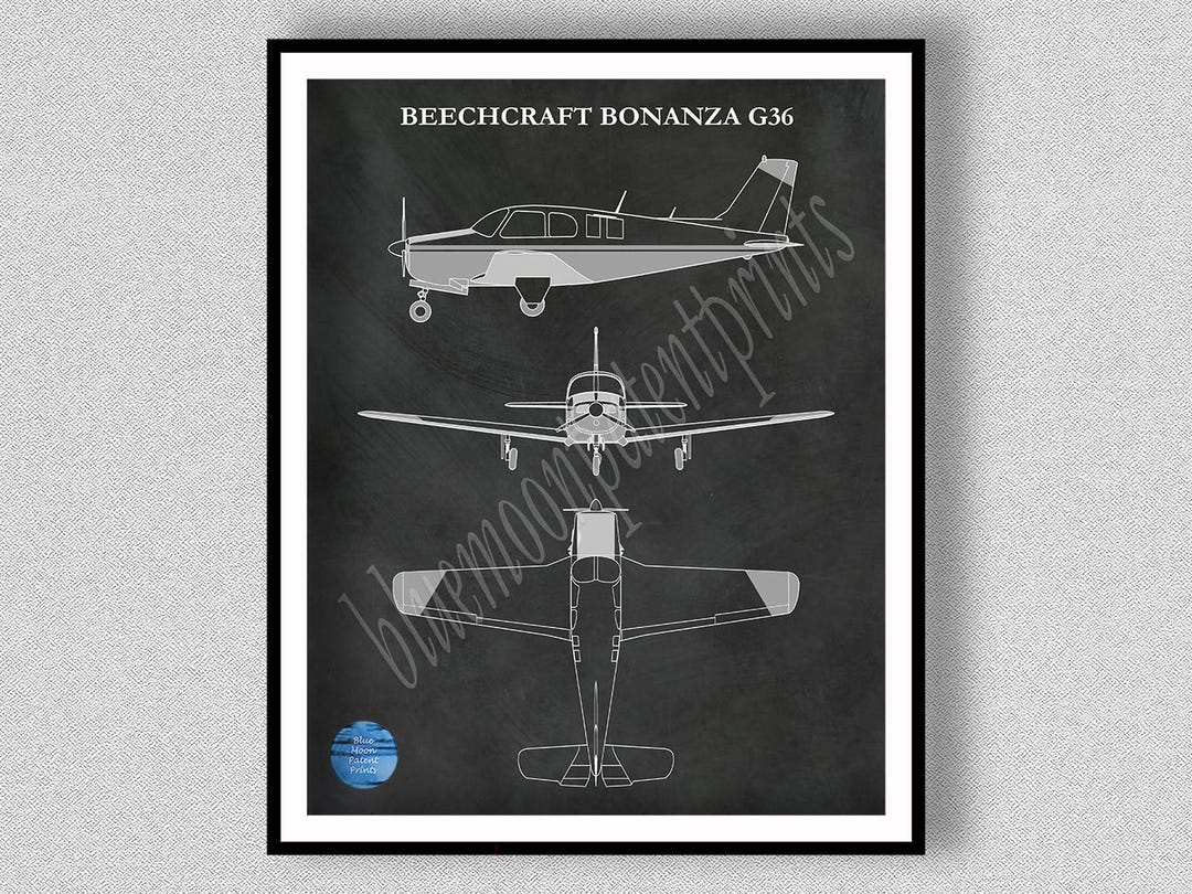 Beechcraft Bonanza G36 Drawing, Bonanza G36 Airplane Poster, Beechcraft ...