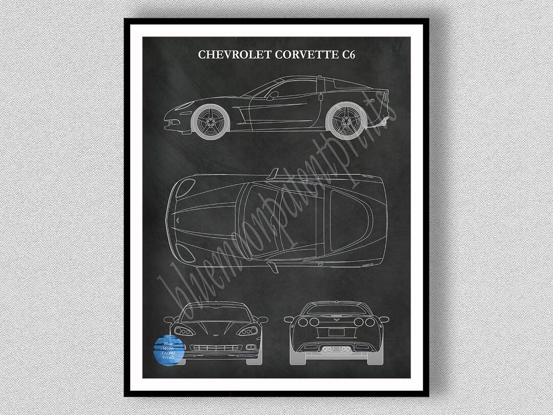 Chevy Corvette C6 Patent Print, Chevy Corvette C6 Poster, Sports Car ...