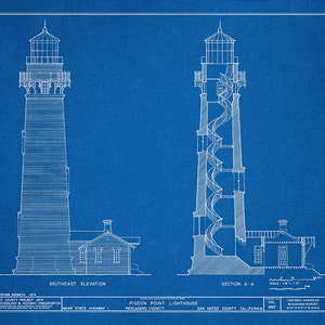 Pigeon Point Lighthouse Drawing - Pigeon Point Lighthouse Blueprint ...