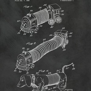1958 Slinky Patent Print Slinky Dog Patent Print Slinky Train Patent ...