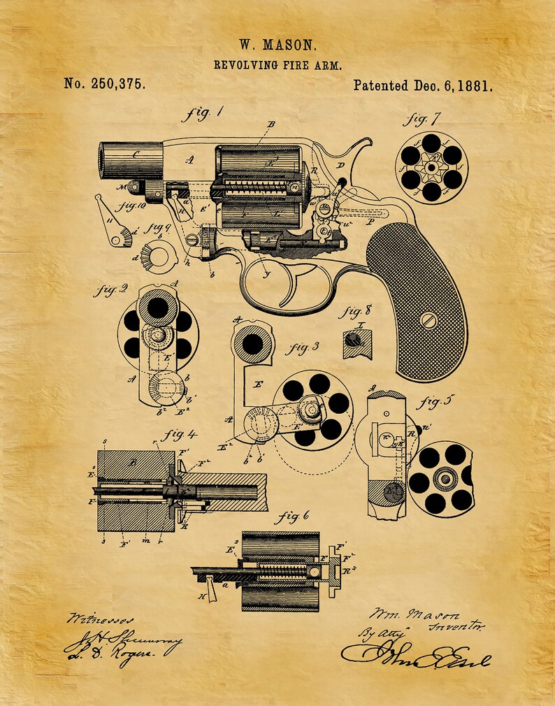 1881 Colt Revolver Patent Print Colt Pistol Poster Colt 38 - Etsy España