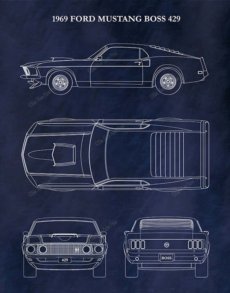 1969 Ford Mustang 429 BOSS Poster Mustang Sports Car Poster - Etsy