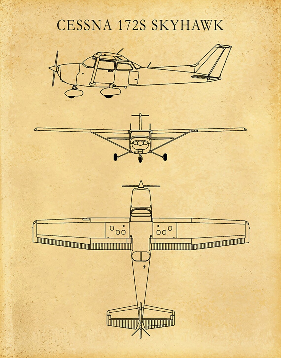 Cessna 172 Skyhawk Drawing Airplane Art Print Poster | Etsy