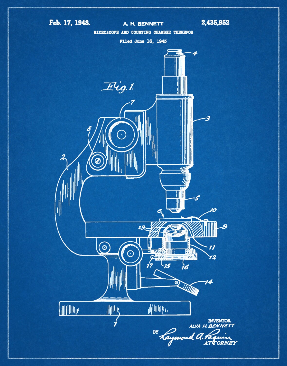 1948 Microscope Patent Print - 1948 Microscope Poster - Science Lab ...