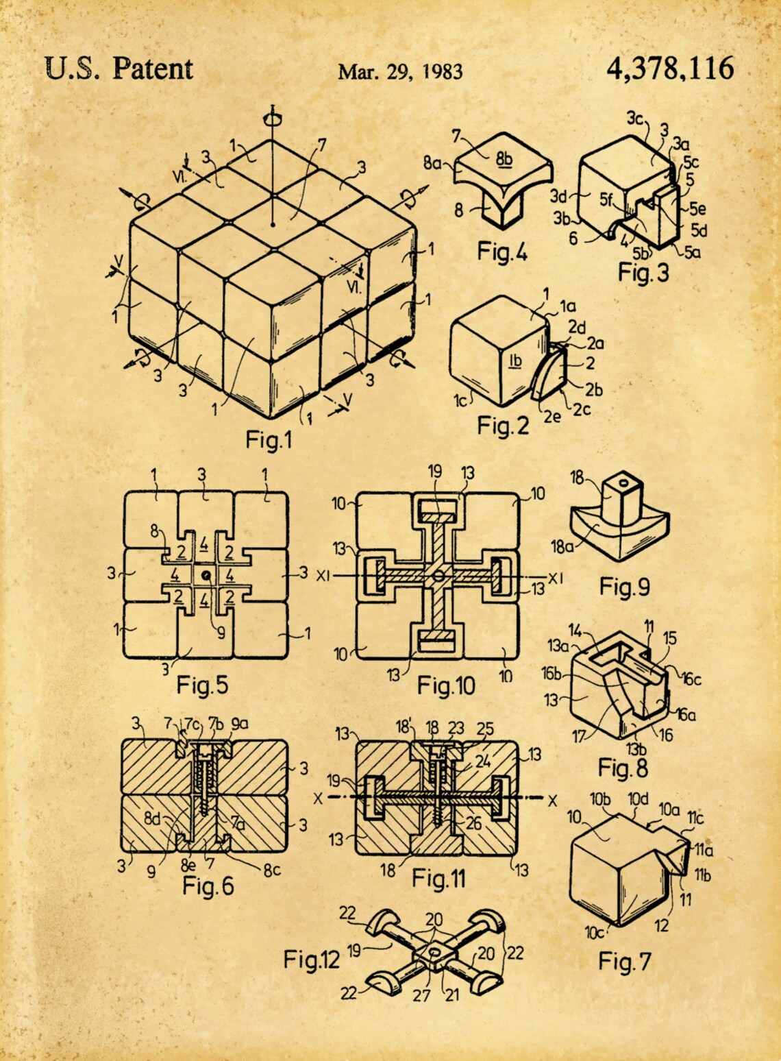 1983 Rubik's Cube Patent Print Rubiks Cube Poster - Etsy