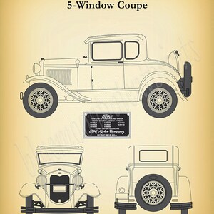 Model A Ford Coupe Poster, 1930 Model A Blueprint, 1930 Ford Model A 5 ...