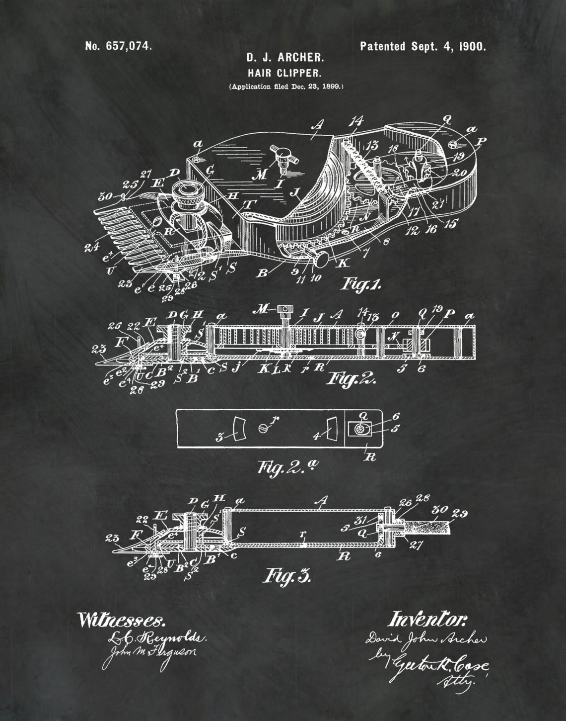 Patent 1900 Hair Clippers Art Print Poster Barber Shop - Etsy