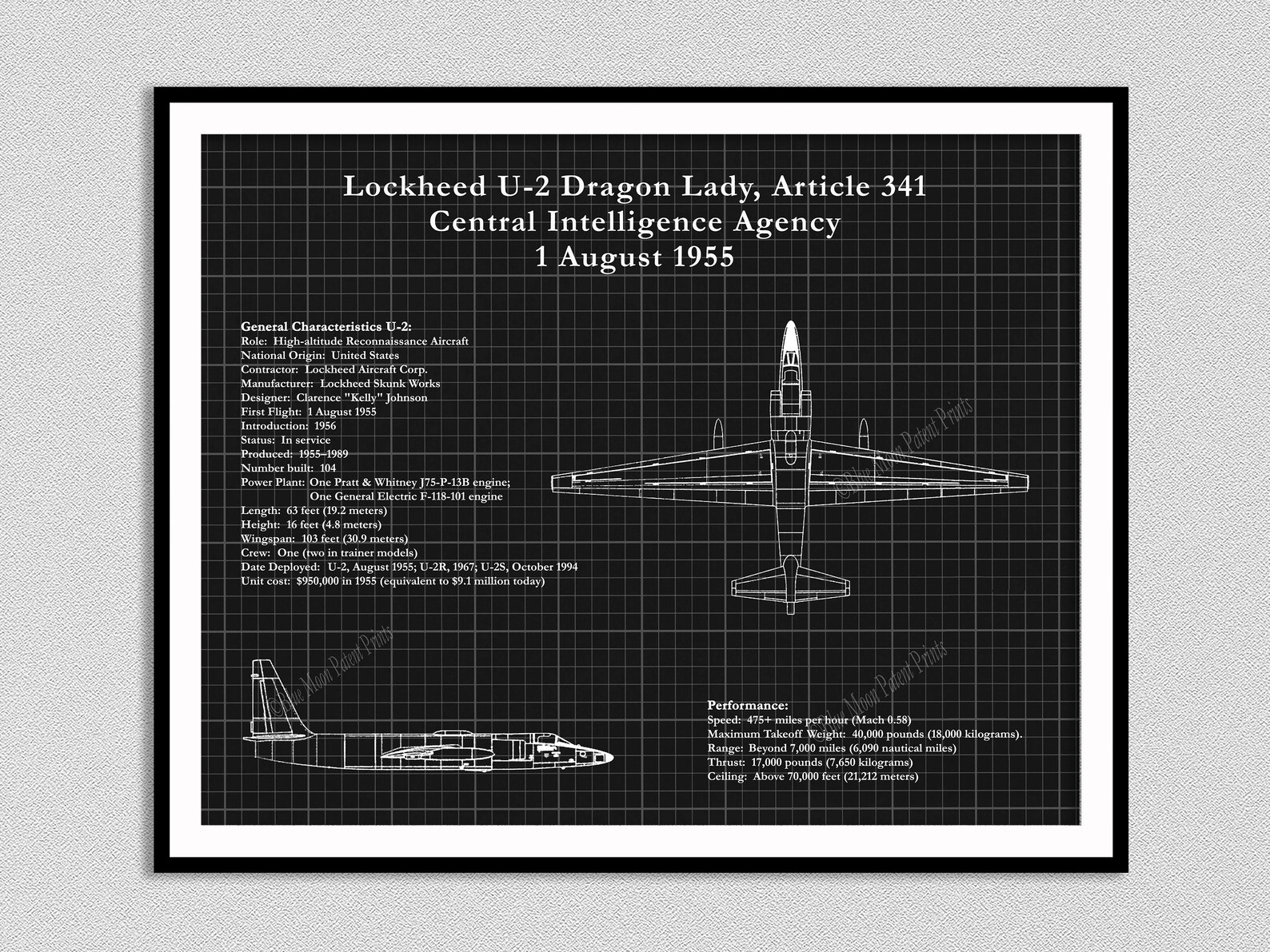 U2 dragon Lady Blueprint Vers 2 CIA U2 Spy Plane - Etsy