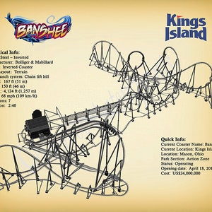Banshee Roller Coaster Drawing, Kings Island Roller Coaster, Banshee ...