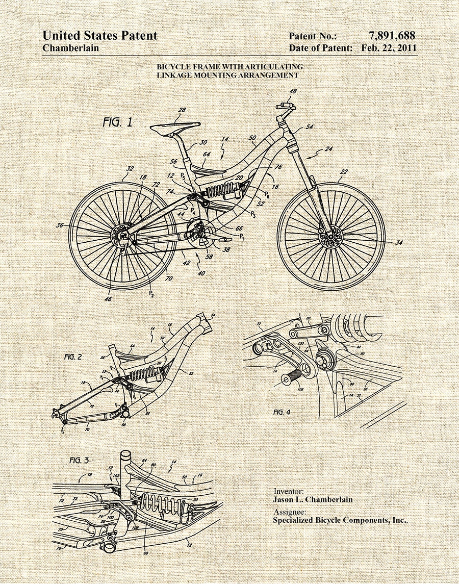 Mountain Bike Patent Print 2011 Mountain Bike Poster | Etsy