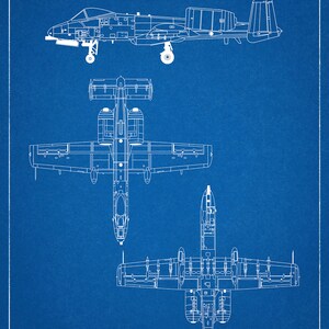 Fairchild Republic A-10 Thunderbolt II Drawing, A-10 Warthog Blueprint ...