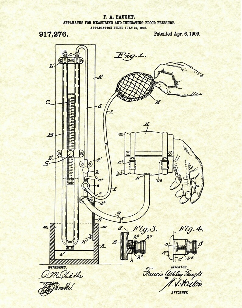 1909 Blood Pressure Cuff Patent Print BP Cuff Poster | Etsy