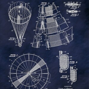 1949 Parachute Patent Print - Parachute Blueprint - Parachute Drawing ...