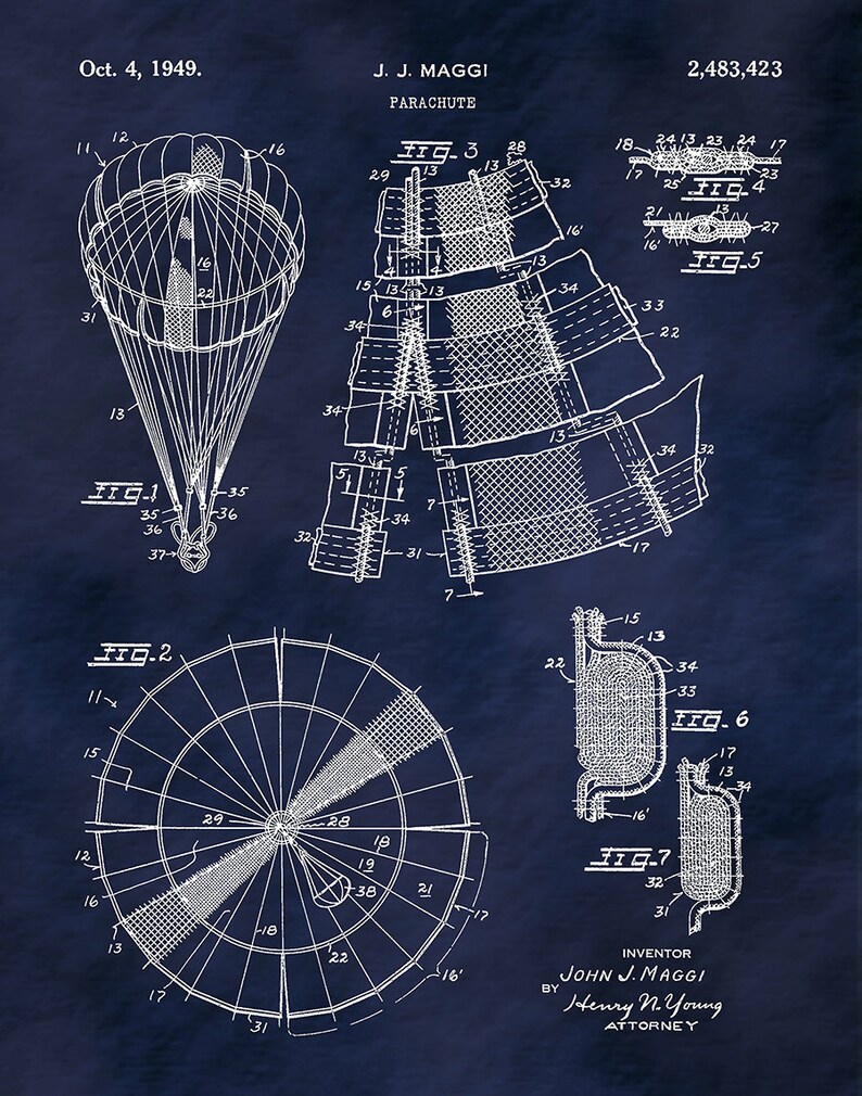 1949 Parachute Patent Print Parachute Blueprint Parachute - Etsy