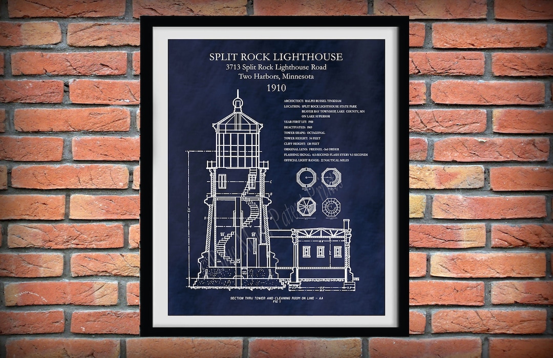 1910 Split Rock Lighthouse Drawing, Split Rock Lighthouse Poster ...