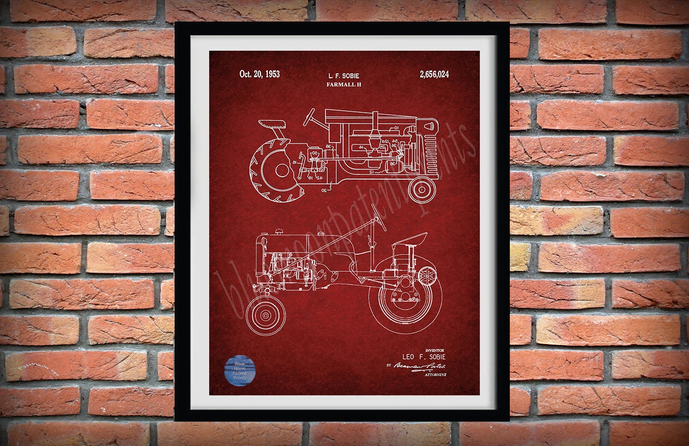 1953 Farmall H Tractor Patent Print - Farmall H Tractor Poster - Farm ...