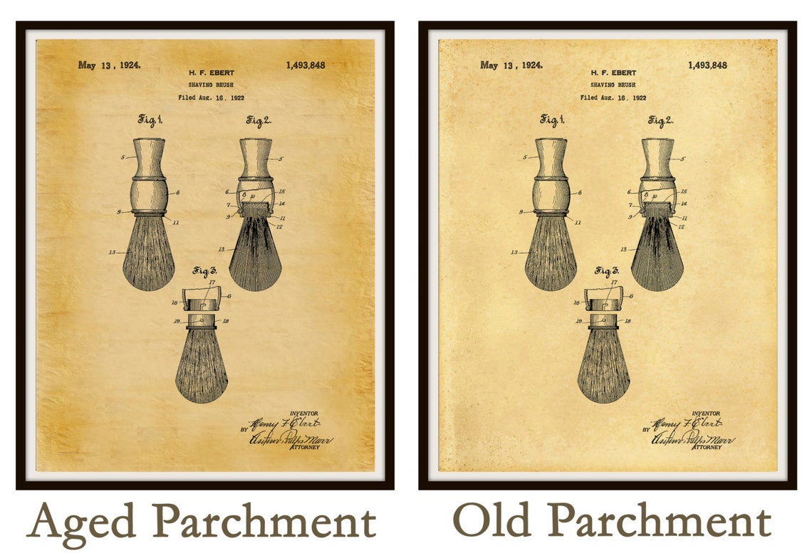 1924 Shaving Brush Patent Print Bathroom Decor Shaving | Etsy