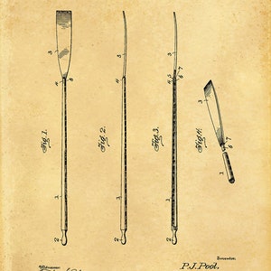 1901 Oar Patent Print, Oar Blueprint, Nautical Décor, Rowing Oar Poster ...