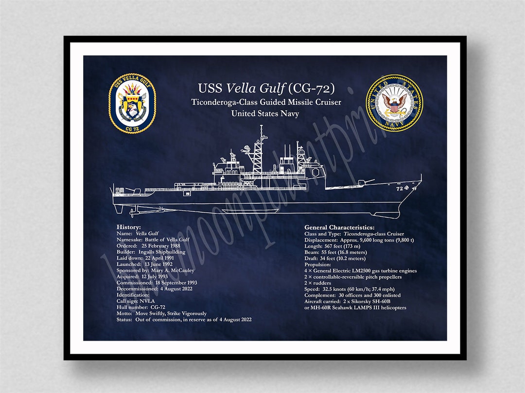 USS Vella Gulf CG-72 Blueprint, Ticonderoga Class Guided Missile ...